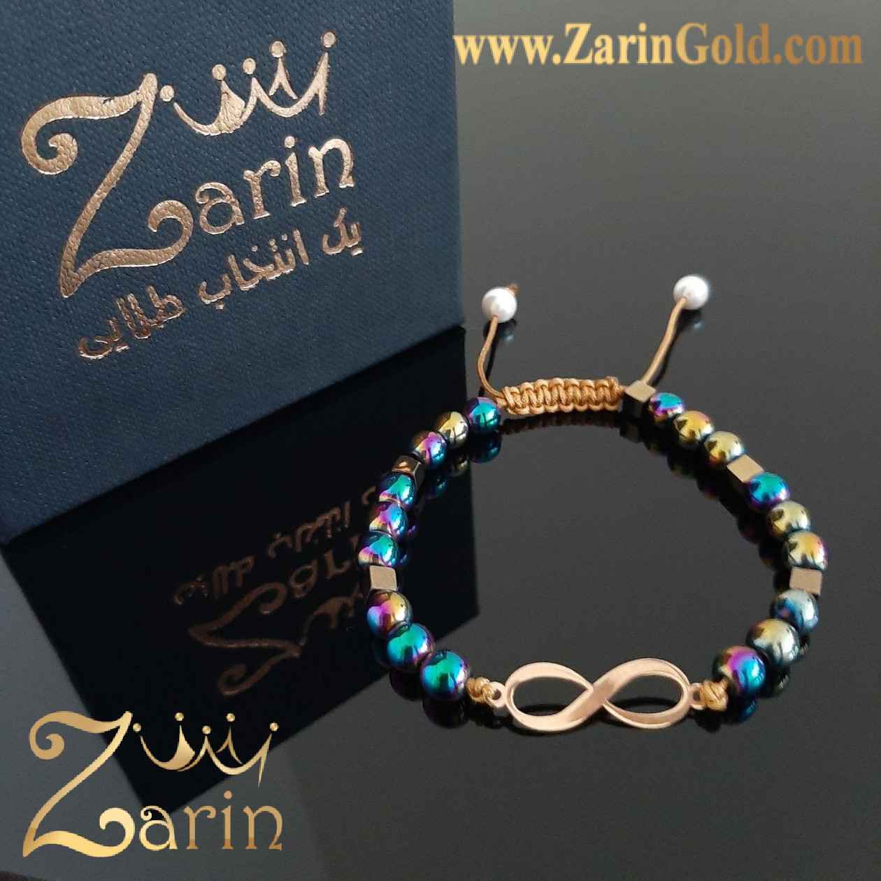 دستبند طلا نماد بی نهایت با سنگ طلای زرین گالری خرید طلا
