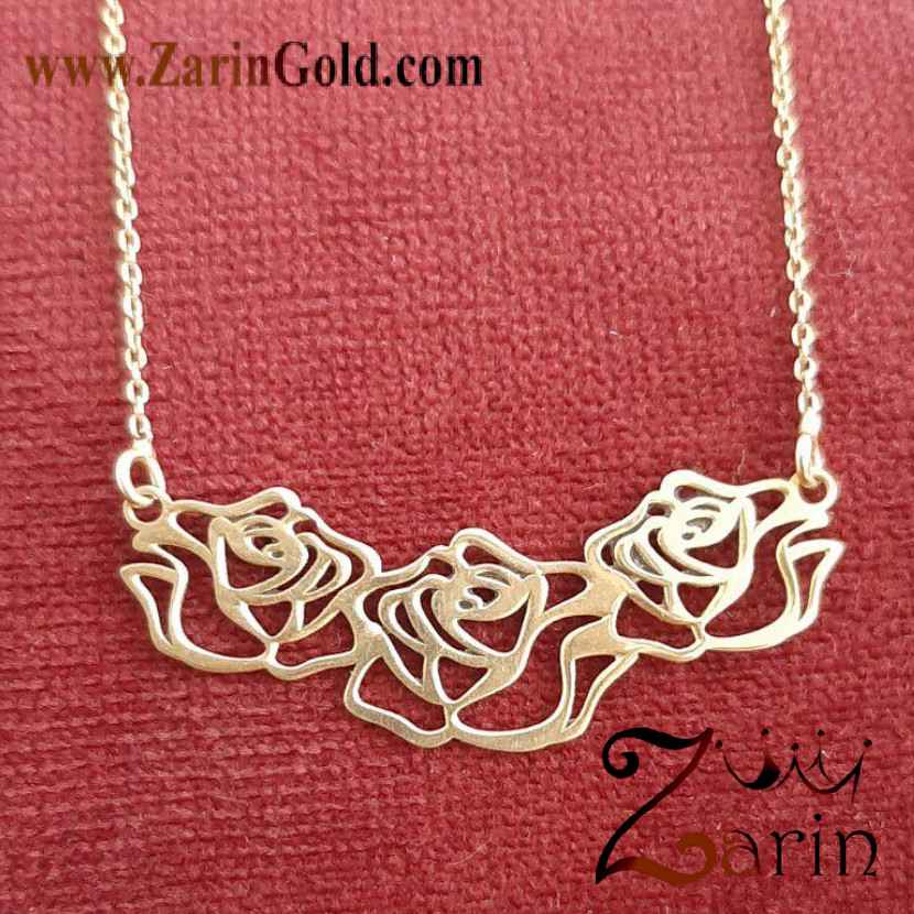 گردنبند طلا مدل سه گل طلای زرین گالری خرید طلا