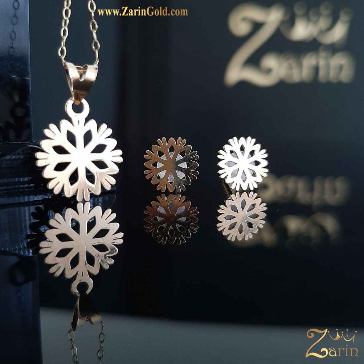 نیم ست طلا طرح برف طلای زرین گالری خرید طلا