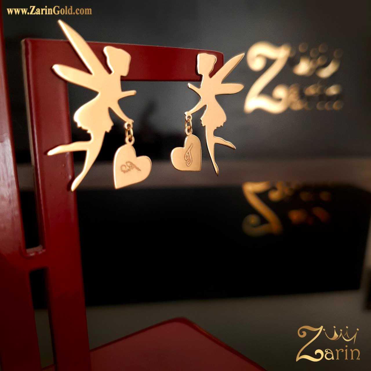 گوشواره طلا میخی دخترانه طرح تینکربل طلای زرین گالری خرید طلا