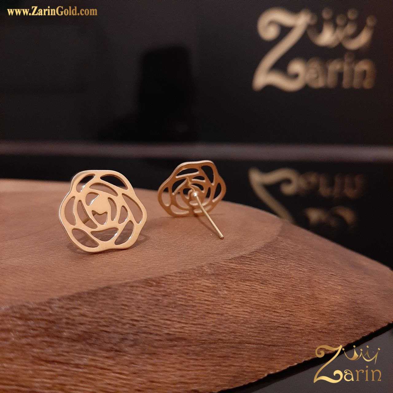 گوشواره طلا دخترانه طرح گل طلای زرین گالری خرید طلا