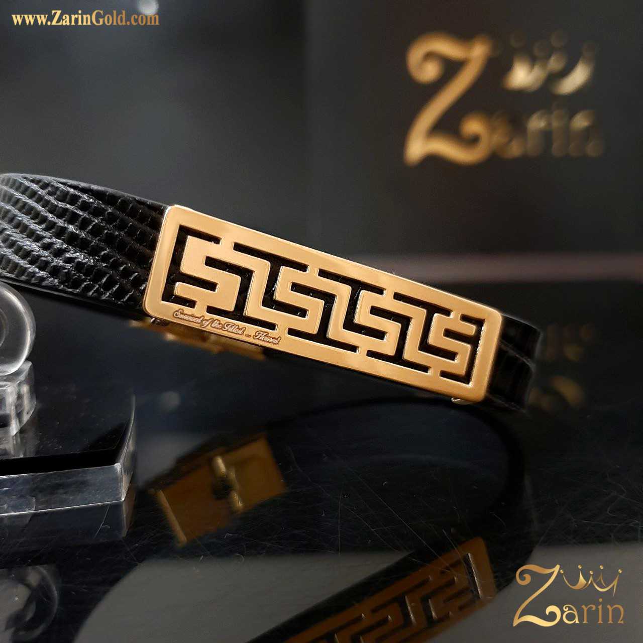 دستبند طلا و چرم طرح ورساچه طلای زرین گالری خرید طلا