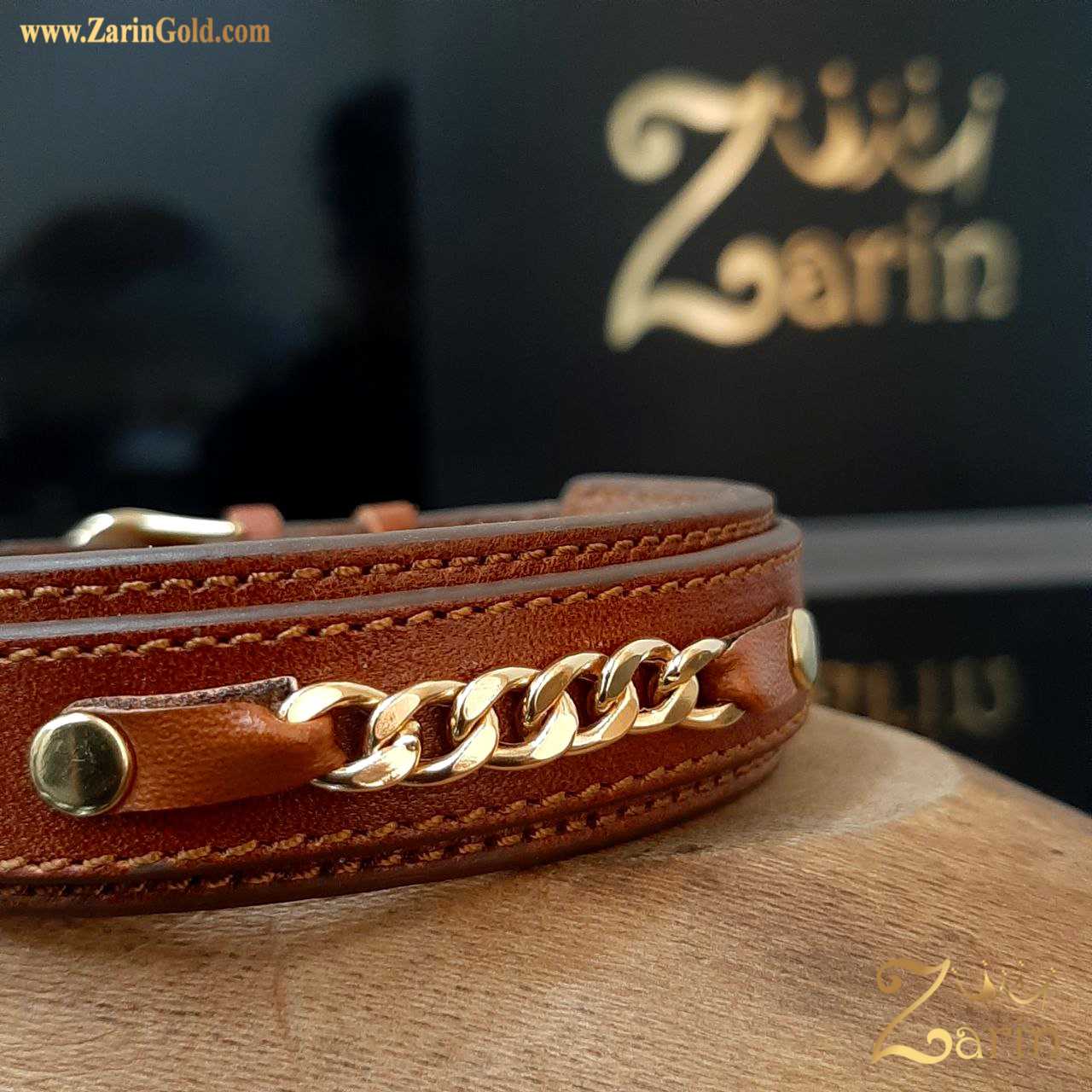 دستبند چرم طلا مردانه طرح کارتیر طلای زرین گالری خرید طلا