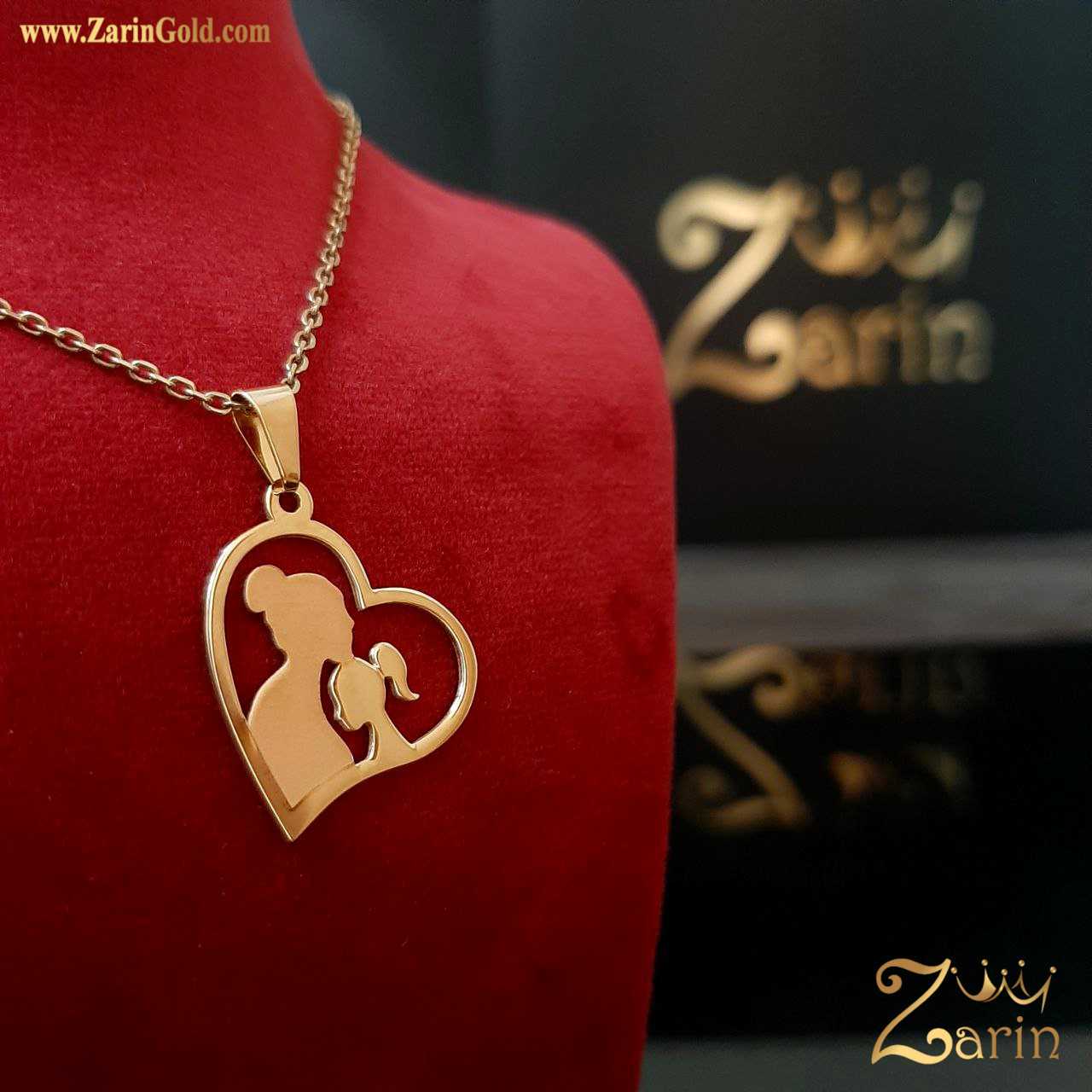 گردنبند طلا طرح مادر فرزند طلای زرین گالری خرید طلا