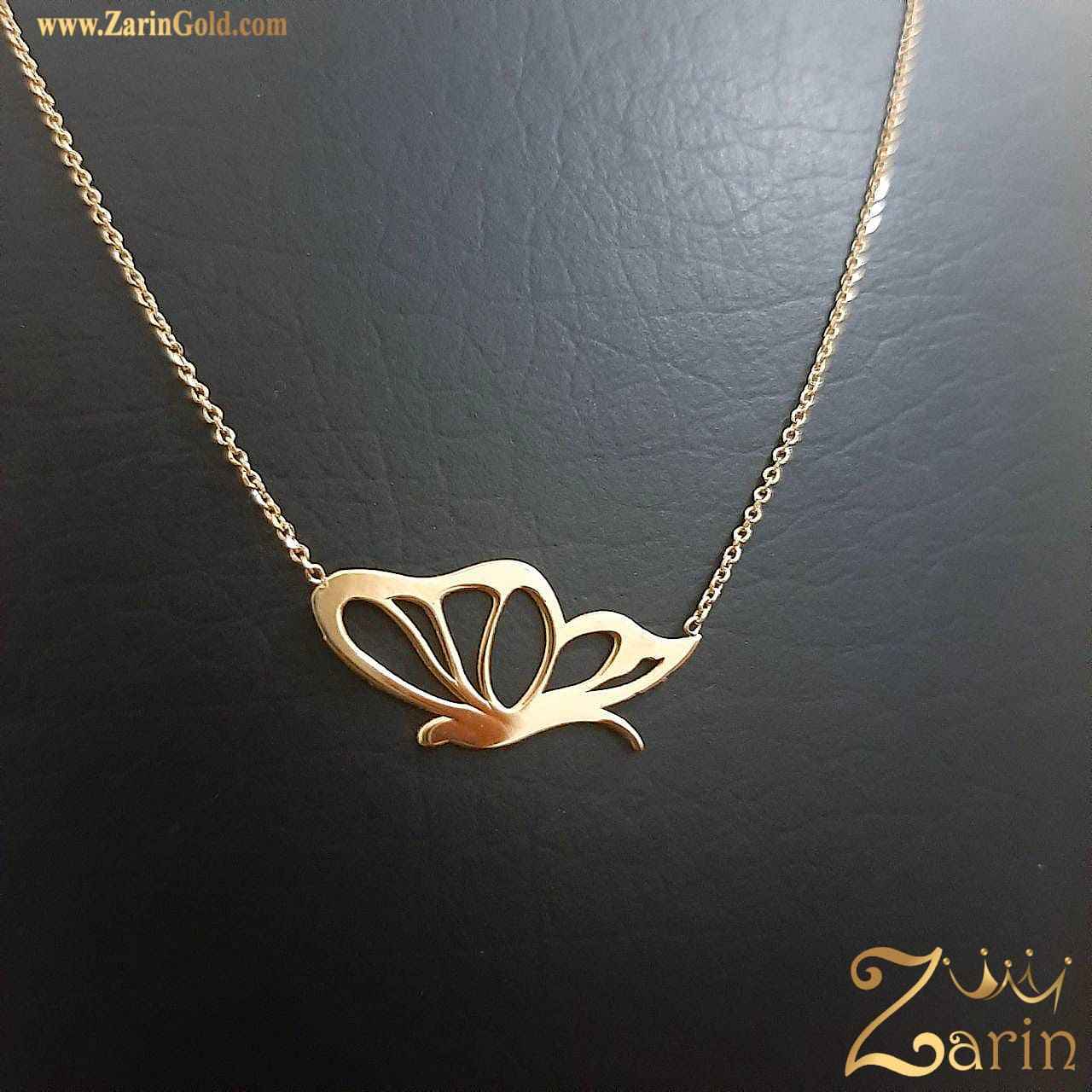 گردنبند طلای پروانه طلای زرین گالری خرید طلا