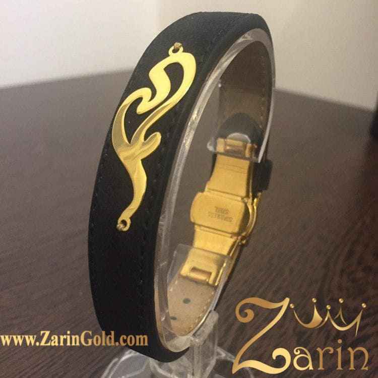 دستبند چرم و طلای اسم سفارشی مادر طلای زرین گالری خرید طلا