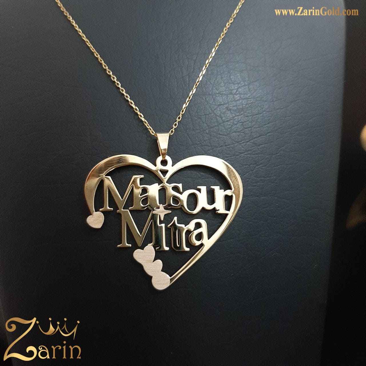 پلاک دو اسم ترکیبی عباس آزاده طلای زرین گالری خرید طلا