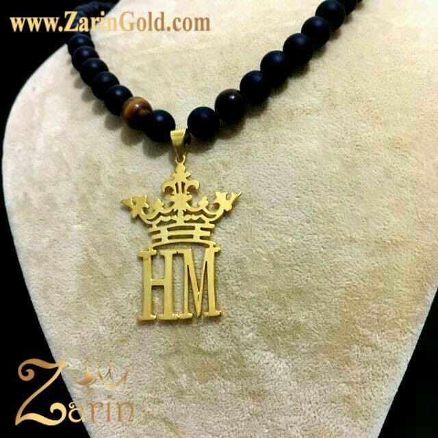گردنبند طرح تاج با حروف H و M طلای زرین گالری خرید طلا